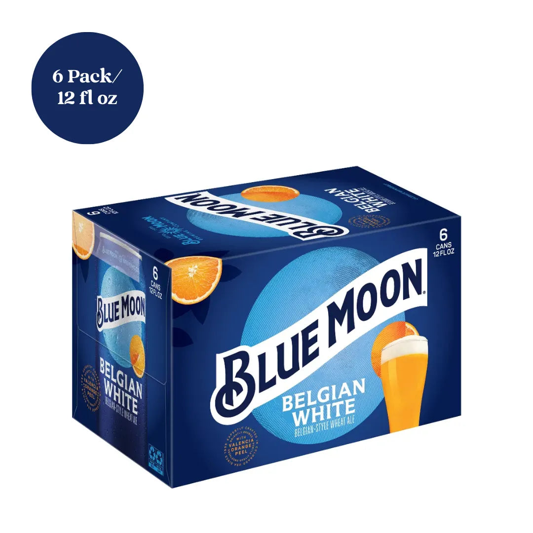 Blue Moon Belgian White Wheat Beer 6pk 12 fl oz Cans – MMWL